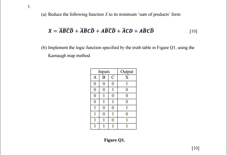 Solved (a) Reduce the following function X to its minimum | Chegg.com