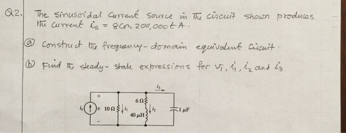 Solved The sinusoidal current source in the circuit shown | Chegg.com
