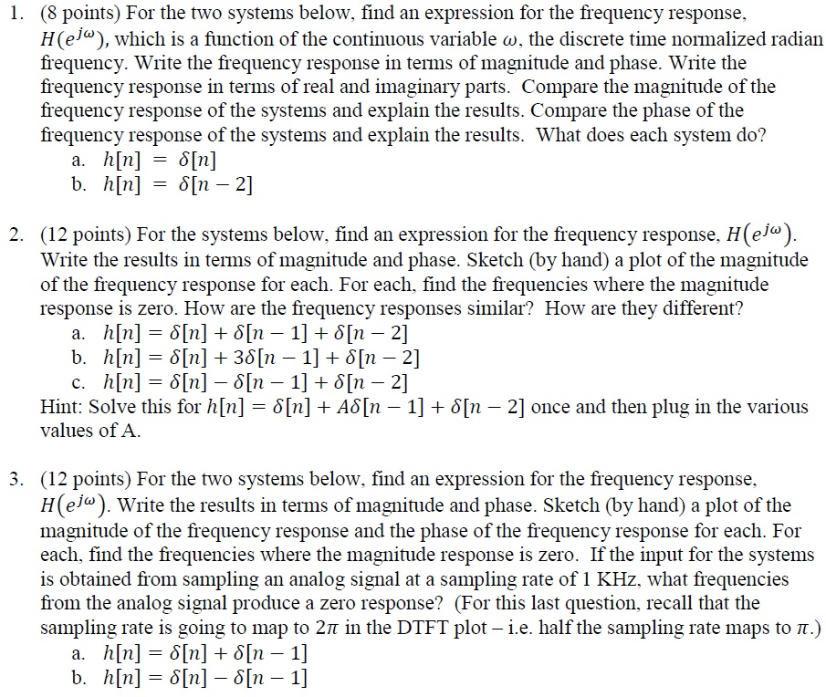 Solved (8 points) For the two systems below, find an | Chegg.com