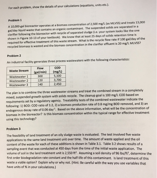 Solved For each problem, show the details of your | Chegg.com