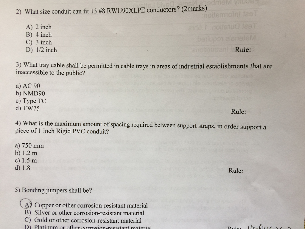 Solved 2) What size conduit can fit 13 #8 RWU90XLPE | Chegg.com