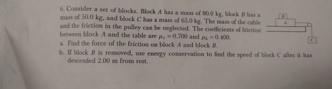 Solved 6. Consider a set of blocks. Block A has a mass of | Chegg.com