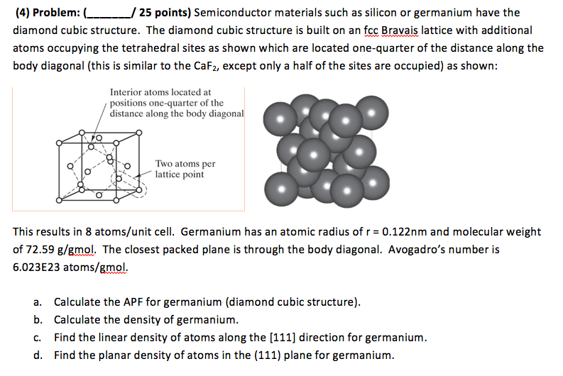 Solved (4) Problem: ( LJ 25 points) Semiconductor materials | Chegg.com