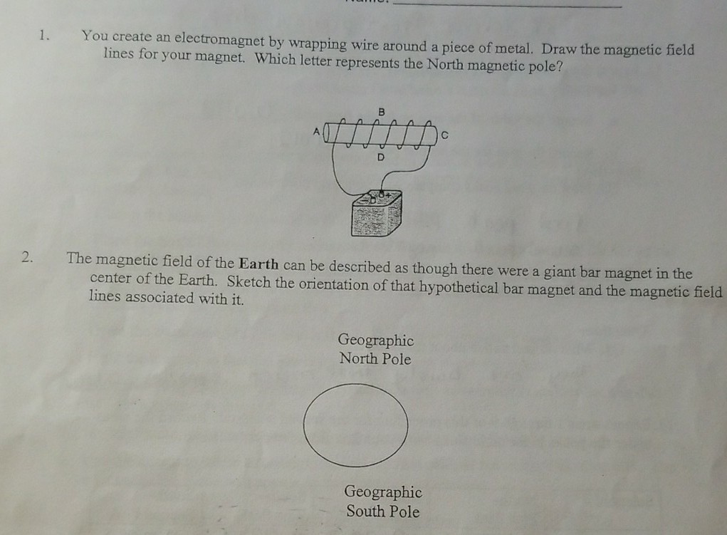 Solved 1. You create an electromagnet by wrapping wire | Chegg.com