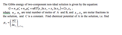 Solved The Gibbs energy of two-component non-ideal solution | Chegg.com
