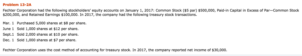 Solved Problem 13-2A Fechter Corporation had the following | Chegg.com