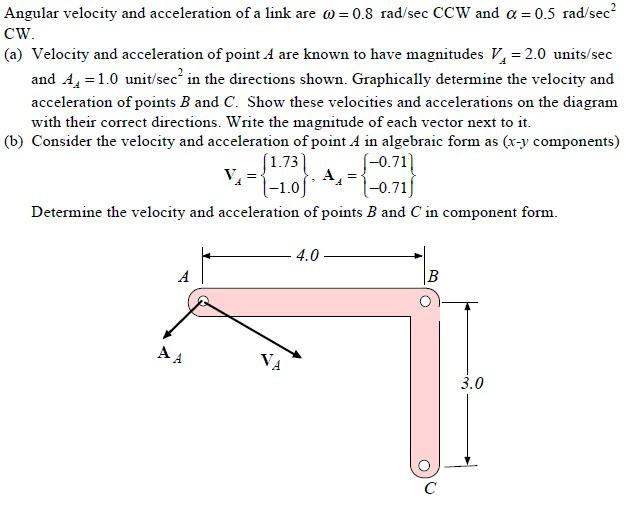 Angular velocity and acceleration of a link are | Chegg.com