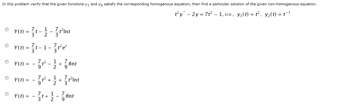 Solved In this problem verify that the given functions y1 | Chegg.com