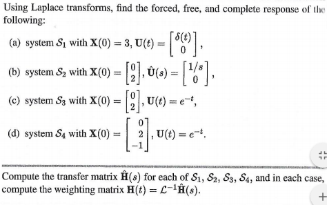 Solved Using Laplace transforms, find the forced, free, and | Chegg.com