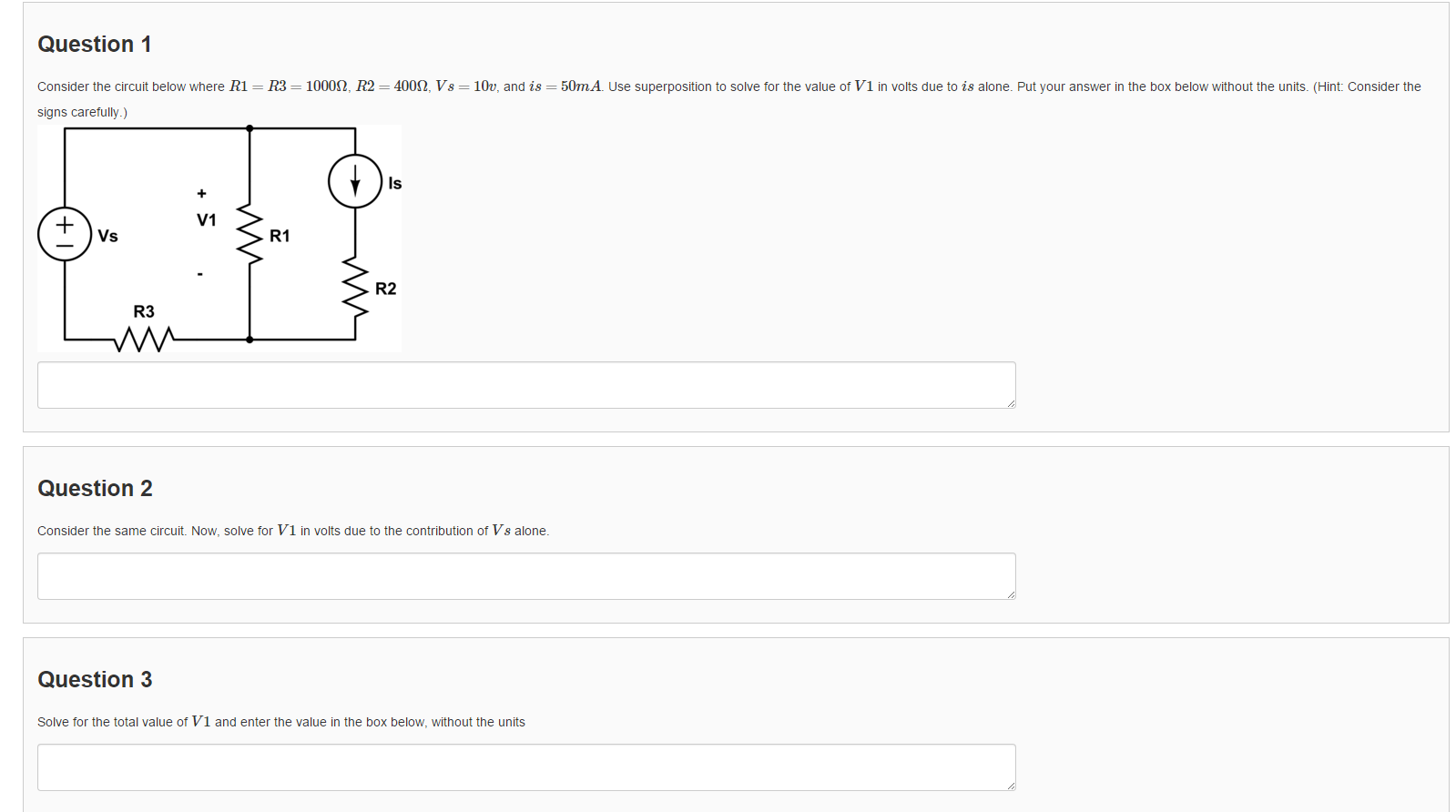 Solved Question I Consider the circuit below where R1 = R3 = | Chegg.com