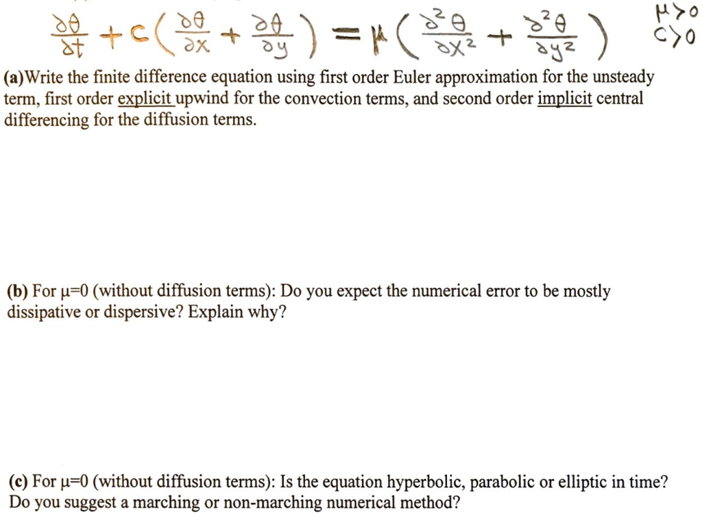 Solved 2 (a)Write the finite difference equation using first | Chegg.com