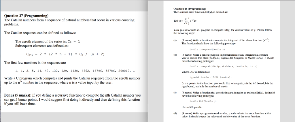 Solved Question 26 (Programming) The Gaussian error | Chegg.com