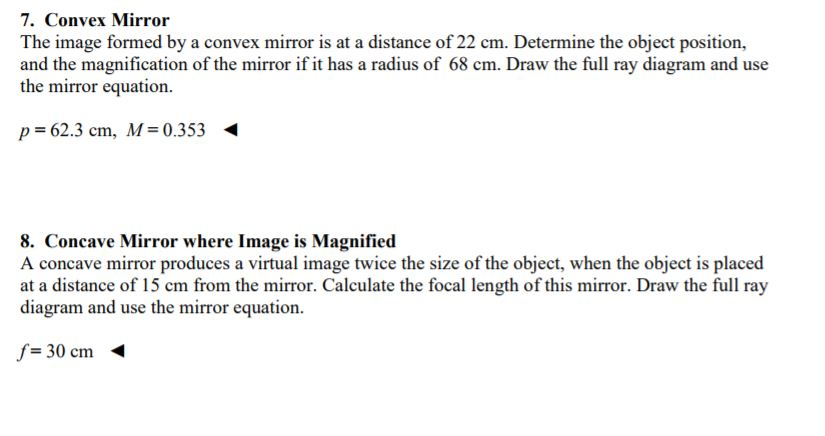 Solved Convex Mirror The image formed by a convex mirror is | Chegg.com