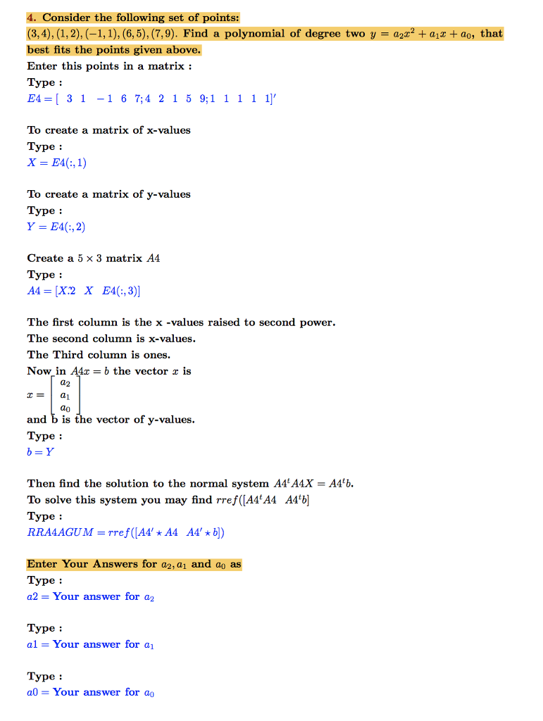 Solved 4. Consider the following set of points: (3,4), | Chegg.com