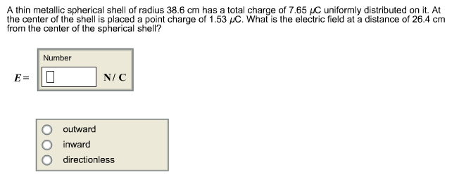 Solved A thin metallic spherical shell of radius 38.6 cm has | Chegg.com