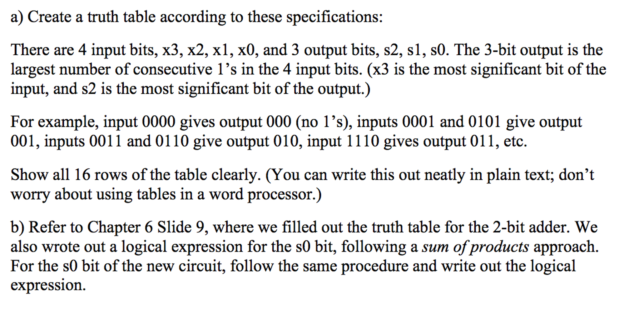 Solved Create a truth table according to these | Chegg.com