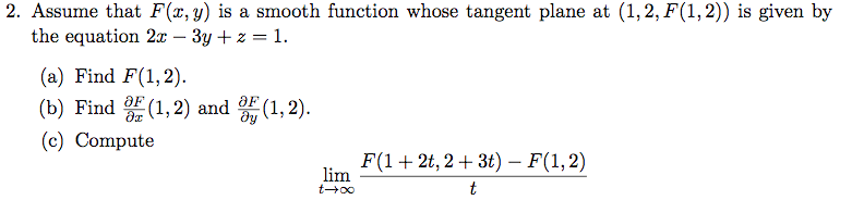 Solved Assume that F(x,y) is a smooth function whose tangent | Chegg.com