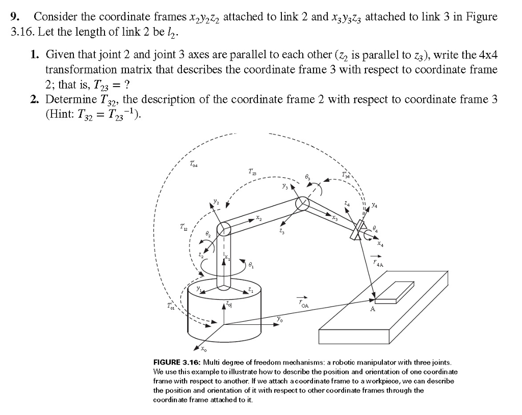 Solved Consider the coordinate frames x_2 y_2 z_2 attached | Chegg.com