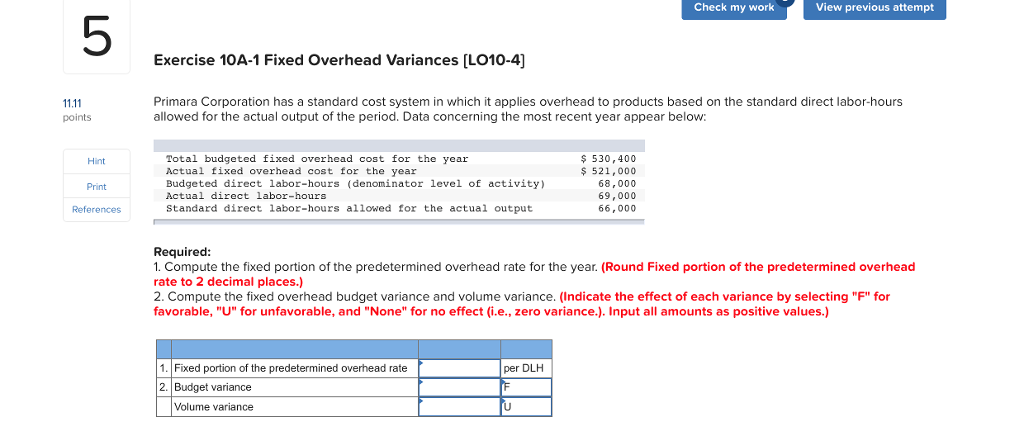 Solved Check my work View previous attempt 5 Exercise 10A-1 | Chegg.com