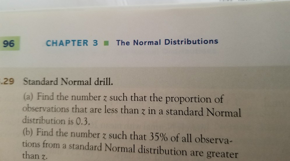 Solved 96 CHAPTER 3 The Normal Distributions 29 Standard | Chegg.com
