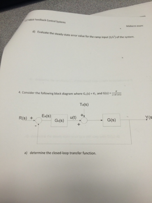 Solved d. Evaluate the steady-state error value for the ramp | Chegg.com