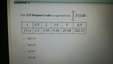 Solved Use 1/3 Simpson's rule to approximate | Chegg.com
