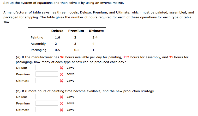 Solved Set up the system of equations and then solve it by | Chegg.com