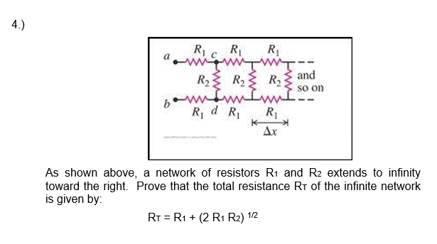 Solved 4 so on Ax As shown above, a network of resistors R1 | Chegg.com