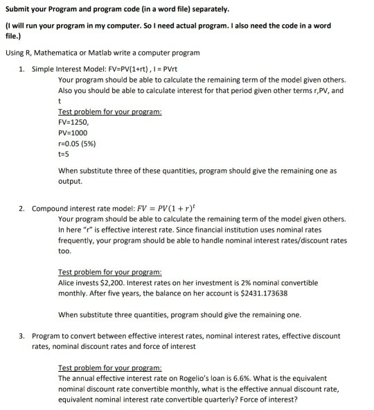 Solved I need a PROGRAM, not to just solve it. it is | Chegg.com