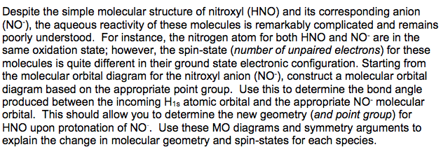 Solved Despite the simple molecular structure of nitroxyl | Chegg.com