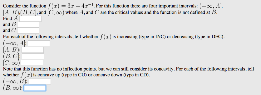 Solved Consider the function f(x) = -3x + 4x^-1. For this | Chegg.com