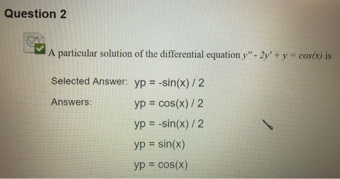 Solved A particular solution of the differential equation y" | Chegg.com