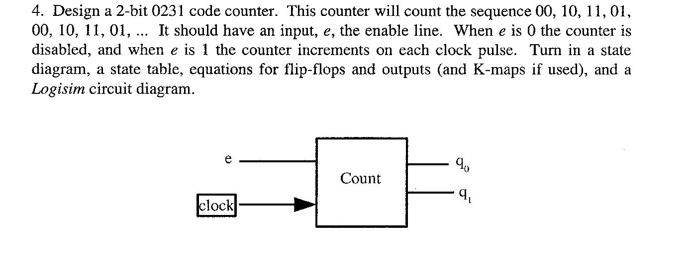 Solved Design a 2-bit 0231 code counter. This counter will | Chegg.com