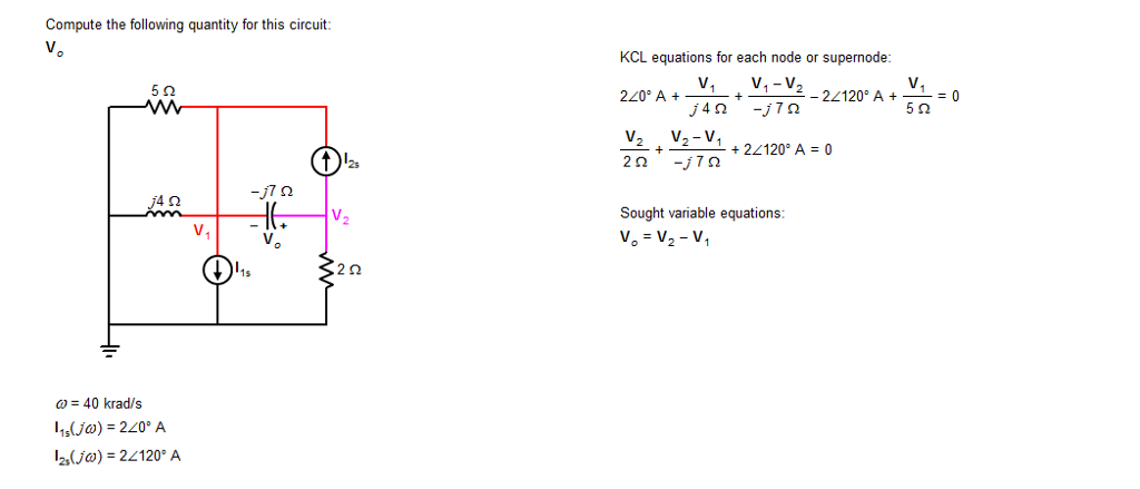 Solved Compute the following quantity for this circuit KCL | Chegg.com
