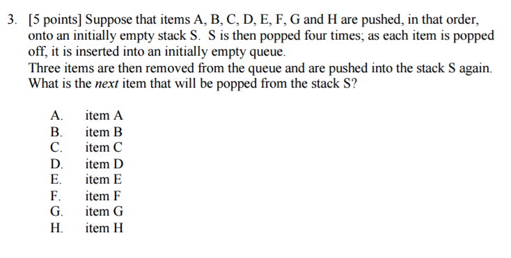 Solved Suppose that items A, B, C, D, E, F, G and H are | Chegg.com