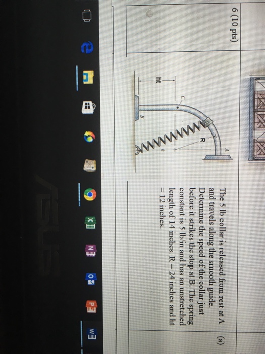 Solved The 5 lb collar is released from rest at A and | Chegg.com