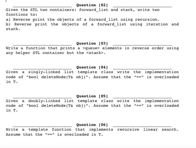 Solved Given the STL two containers: forward_list and stack, | Chegg.com