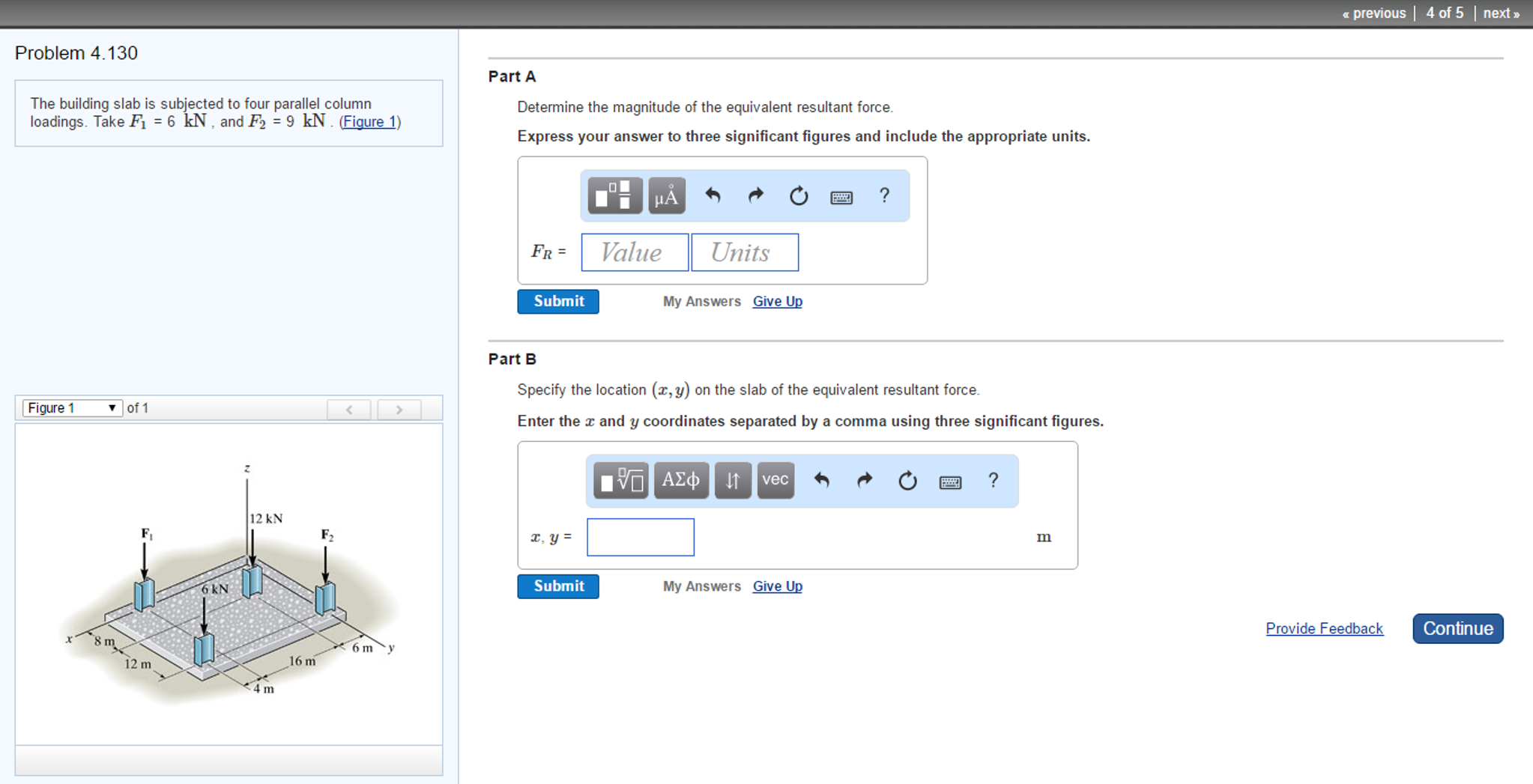 Solved The building slab is subjected to four parallel | Chegg.com