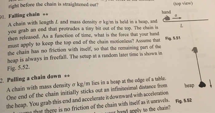 Solved Falling chain Chain with length L and mass | Chegg.com