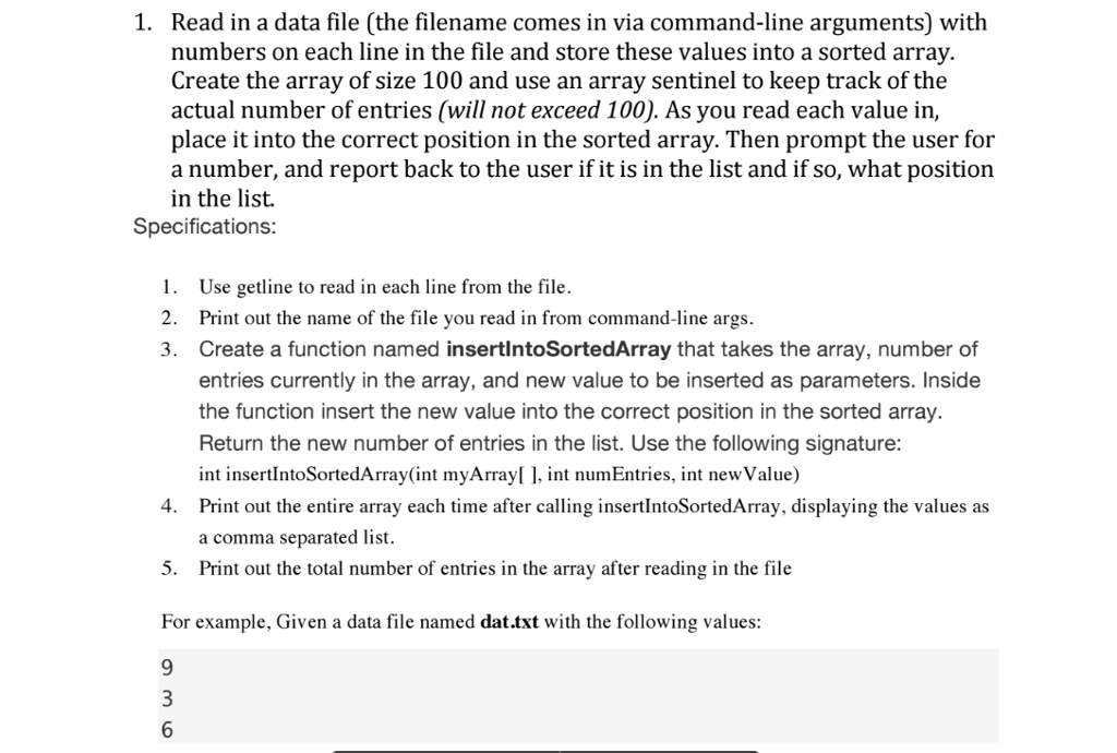 Solved Read In A Data File the Filename Comes In Via Chegg Solved Read In A Data File the Filename Comes In Via Chegg