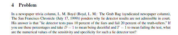 Solved 4 Problem In a newspaper trivia column, L. M. Boyd | Chegg.com