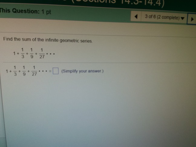 Solved Find The Sum Of The Infinite Geometric Series 1