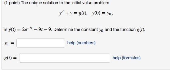 Solved The unique solution to the initial value problem y' | Chegg.com