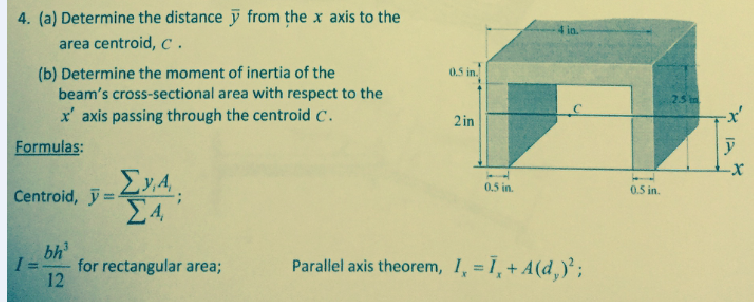 Solved Determine the distance y from the x axis to the area | Chegg.com