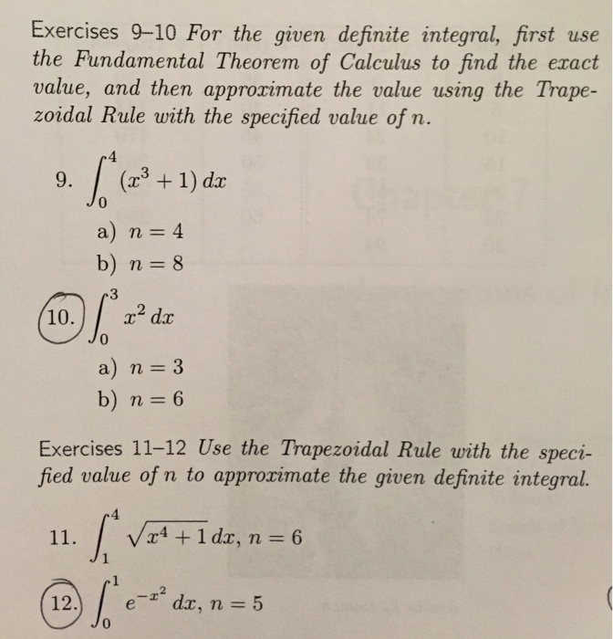 Solved Exercises 9-10 For the given definite integral, first | Chegg.com