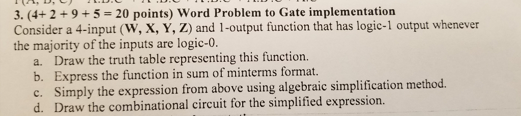 Solved 3. (4+ 2 + 9 + 5 = 20 points) Word Problem to Gate | Chegg.com