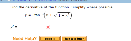 Solved Find the derivative of the function. Simplify where | Chegg.com
