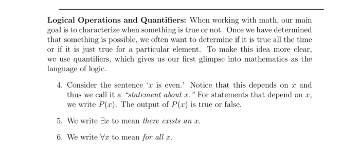 Solved Logical Operations and Quantifiers: When working with | Chegg.com