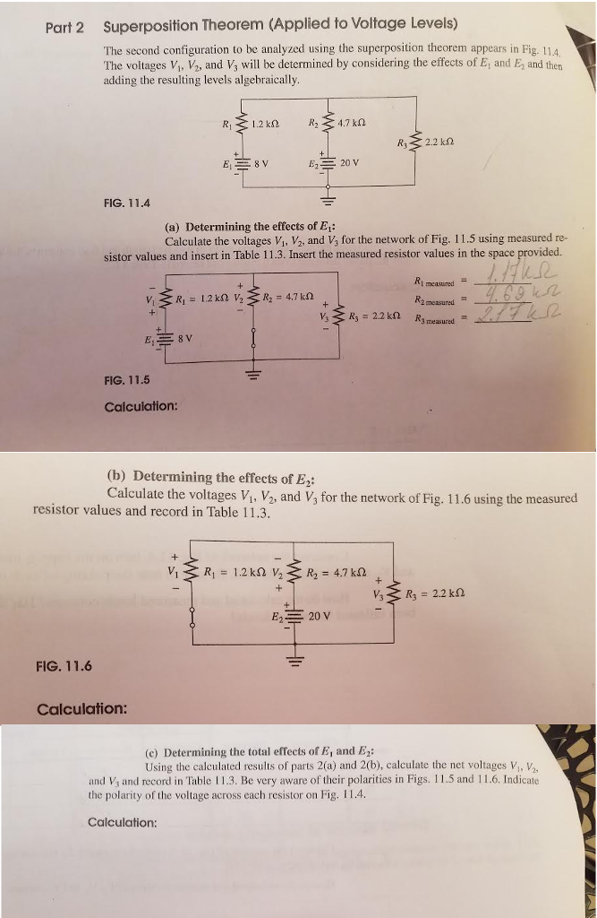 Solved Superposition Theorem applied voltage to levels (for | Chegg.com