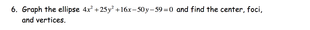 Solved Graph the ellipse 4x^2 + 25y^2 + 16x - 50y - 59 = 0 | Chegg.com